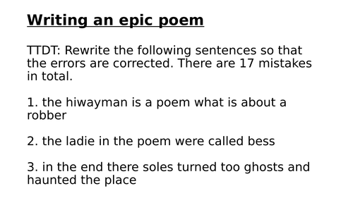 Writing an epic poem | Teaching Resources