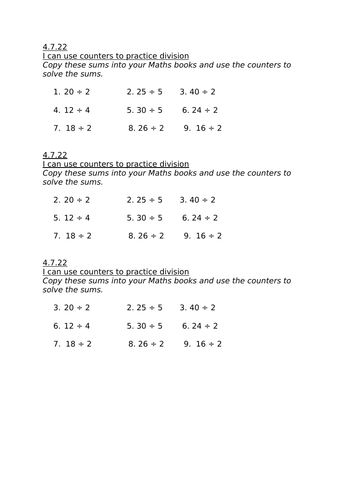 KS1 Division Differentiated Worksheets | Teaching Resources