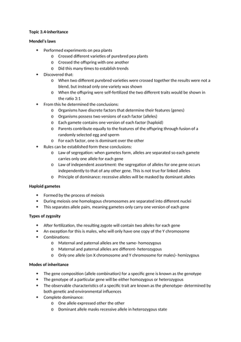 IB biology topic 3- genetics | Teaching Resources