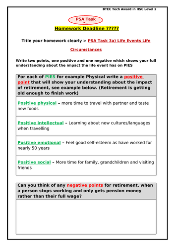 BTEC Tech Award HSC Component 1 B1 Circumstances 2024-2025 | Teaching ...