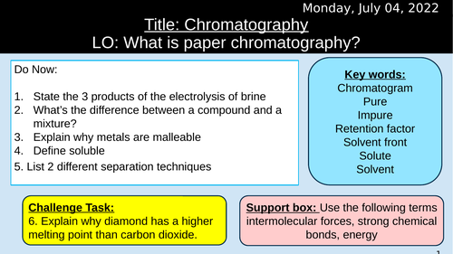 Chemistry - Chromatography | Teaching Resources