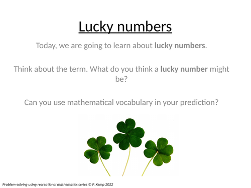 Lucky Numbers Maths Investigation | Teaching Resources