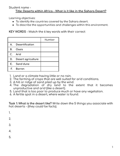 What is it like in the Sahara Desert? | Teaching Resources