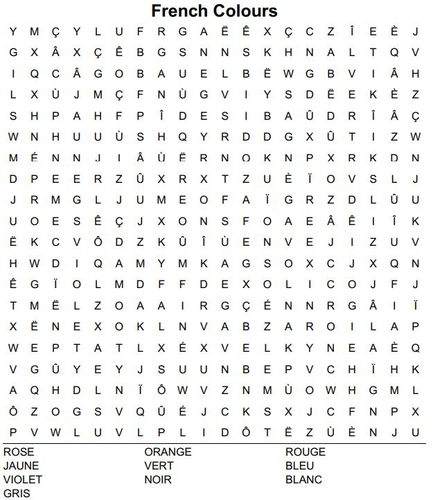 French Colours Wordsearch | Teaching Resources
