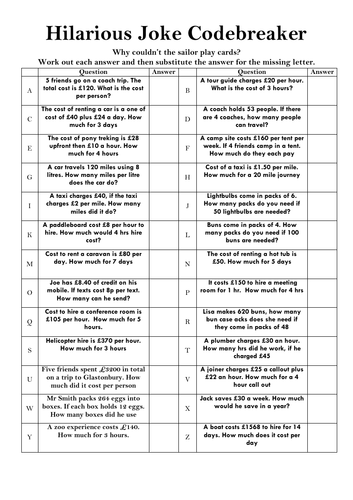 Maths Codebreaker-What Calculation to use | Teaching Resources