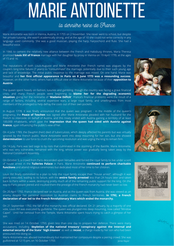 Marie Antoinette - Biography | Teaching Resources