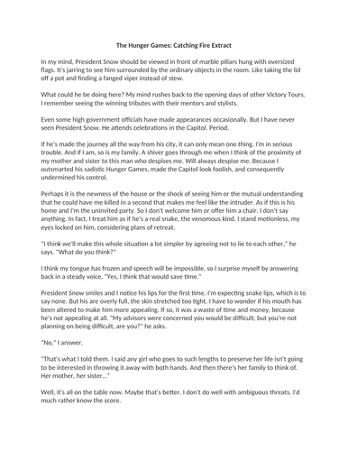 The Hunger Games: President Snow Analysis | Teaching Resources