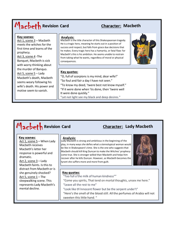 Macbeth revision cards | Teaching Resources