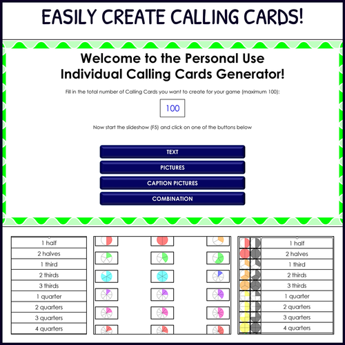 Personal Use Bingo Generator - Bingo Game Templates - Mac and PC ...