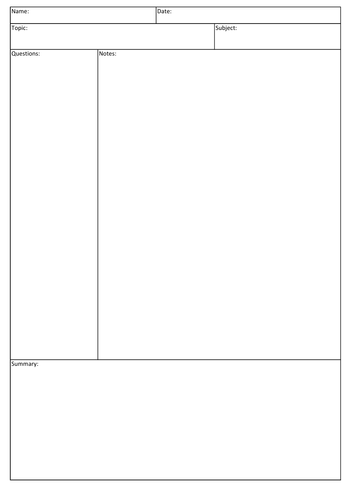 Cornell Notes Blank | Teaching Resources