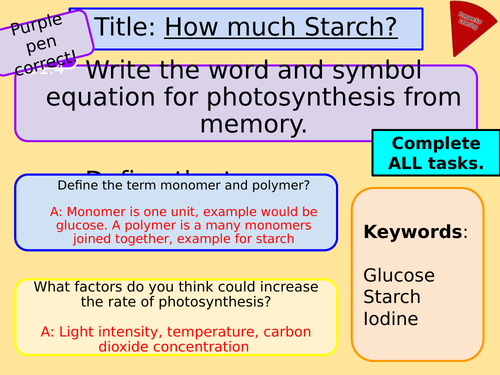 Testing for starch (GCSE) PRACTICAL LESSON! | Teaching Resources