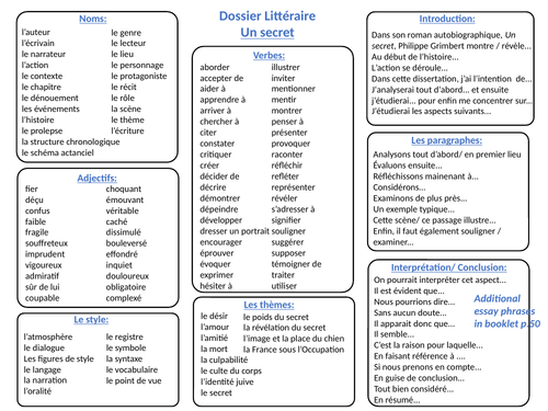 UN SECRET - FREE - essay writing vocabulary | Teaching Resources