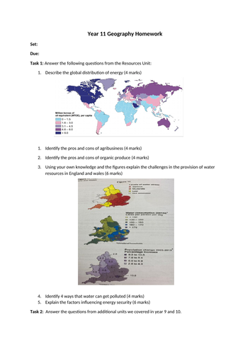 GCSE Geography AQA: Unit 2 - The Challenge of Resource Management ...