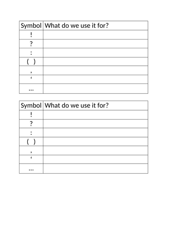Punctuation Definitions Activity Sheet KS2 | Teaching Resources