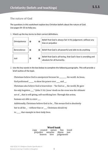The Nature of God - AQA - Religious Studies GCSE | Teaching Resources