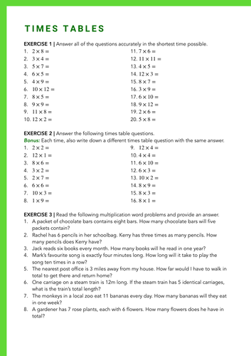 Times tables worksheet (with answers) | Teaching Resources