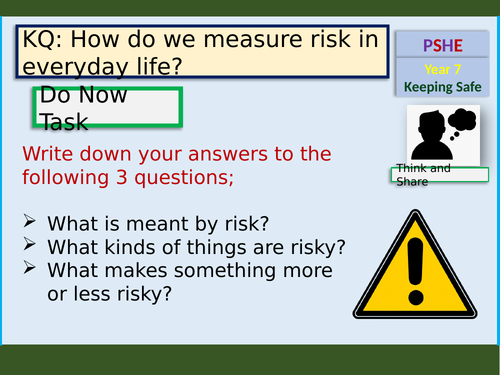 Measuring risk PSHE lesson | Teaching Resources