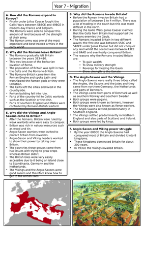 Migration knowledge organiser | Teaching Resources
