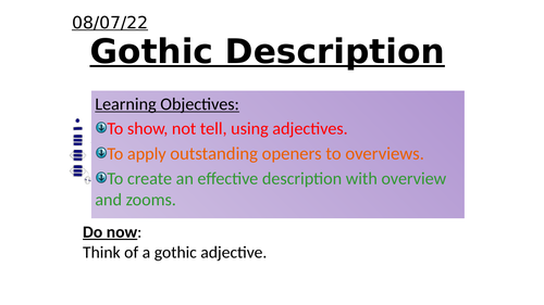 Creative Writing- Descriptions, Overviews | Teaching Resources
