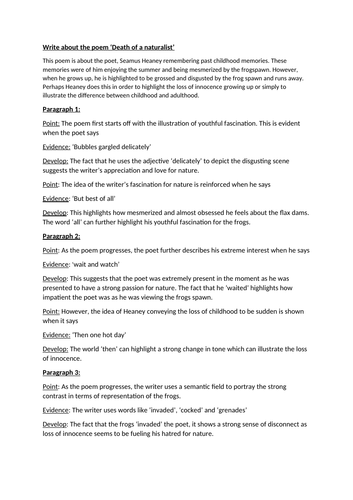 English Literature Poem Essay Plans Simplified Edition | Teaching Resources