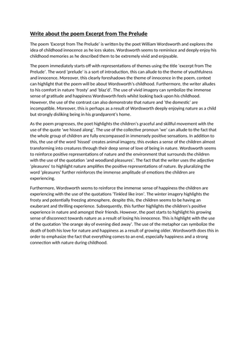 English Literature Detailed Essay | Teaching Resources