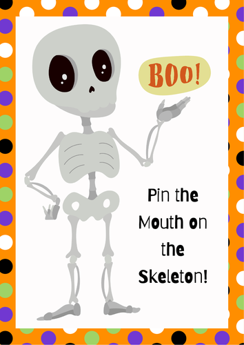 Halloween Fun Class Game - Pin the Mouth on the Spooky Skeleton ...
