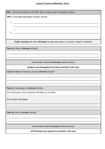 Forms of Worship (Part 2) - AQA - Religious Studies GCSE | Teaching ...