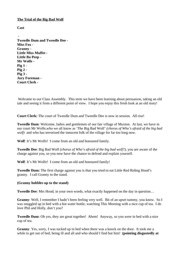 The Trial of the Big Bad Wolf KS2 persuasion | Teaching Resources
