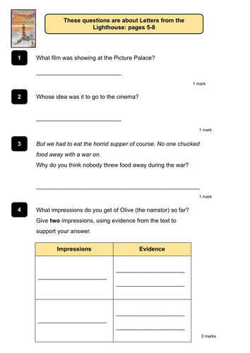 Y6 Reading Comprehension Letters from the Lighthouse SATS style ...