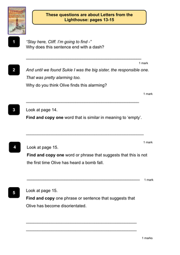 Y6 Reading Comprehension Letters from the Lighthouse SATS style ...