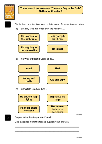 Y6 Reading Comprehension There's a Boy in the Girls' Bathroom SATS ...