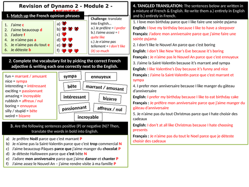 Dynamo 2 Module 2 Revision Worksheet | Teaching Resources