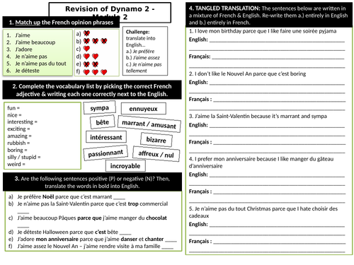 Dynamo 2 Revision Worksheets (All Modules 1-5) | Teaching Resources