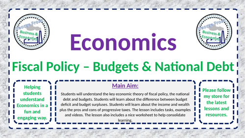 Fiscal Policy – Budgets & National Debt | Teaching Resources