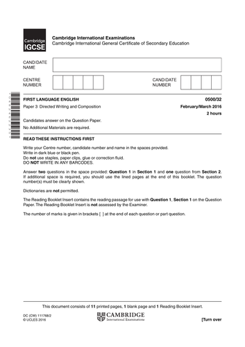 Composition (Cambridge IGCSE English First Language) | Teaching Resources