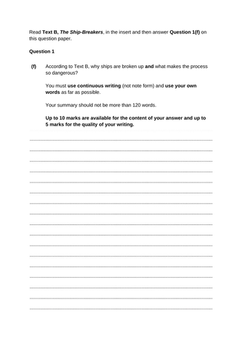 Reading Question 1 (Cambridge IGCSE English First Language) | Teaching ...