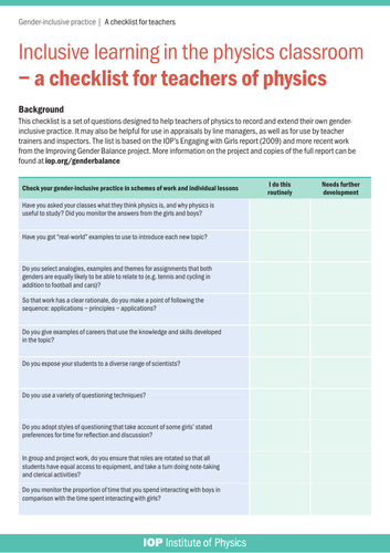 Inclusion in physics teaching | Teaching Resources