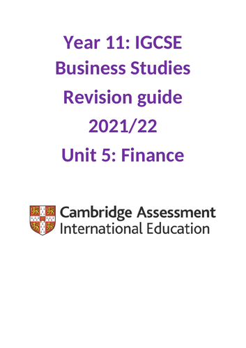 Cambridge IGCSE Business Studies - Revision guides units 1-6 | Teaching ...