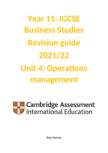 Cambridge IGCSE Business Studies - Revision guides units 1-6 | Teaching ...