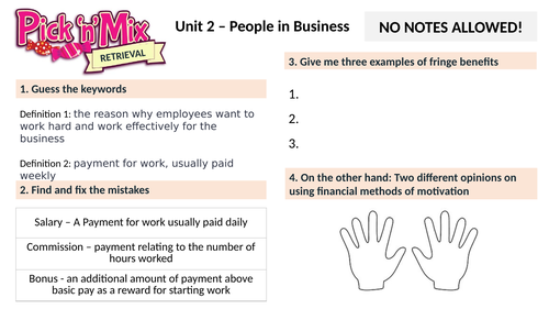 Retrieval practice: Cambridge IGCSE Business (Units 1-6) | Teaching ...
