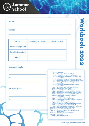 Summer School Workbook With Answers For KS4 | Teaching Resources