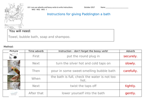 Paddington unit of English - instructions year 2 | Teaching Resources