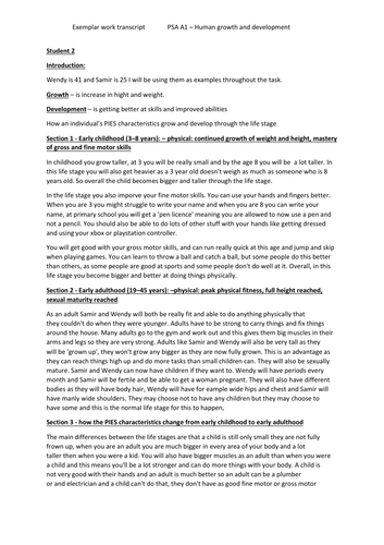 BTEC TECH AWARD 2022 Health and Social Care SAMPLE WORK HSC COMPONENT 1 ...