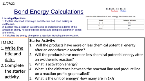 AQA GCSE Chemistry Energy Changes: 4 Lesson Unit | Teaching Resources