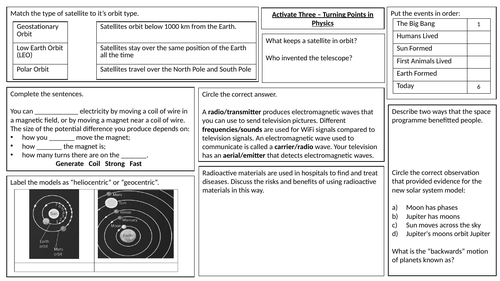 Activate 3 - P2 - Turning Points in Physics - Revision | Teaching Resources