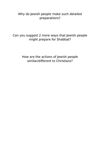 KS2 RE JEWISH SHABBAT | Teaching Resources