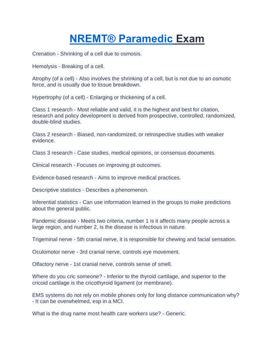 NREMT® Paramedic Exam (Latest 2022/2023) Verified Answers | Teaching ... NREMT® Paramedic Exam (Latest 2022/2023) Verified Answers | Teaching ...
