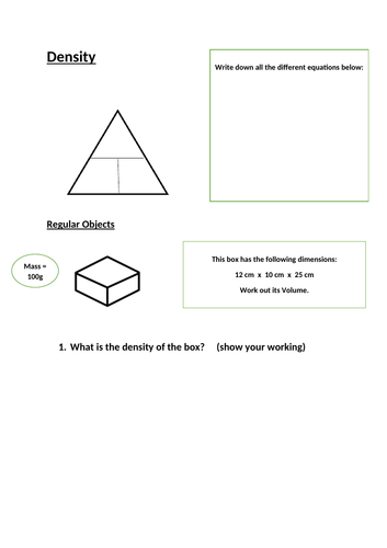 How to calculate density - Worksheet and PP | Teaching Resources