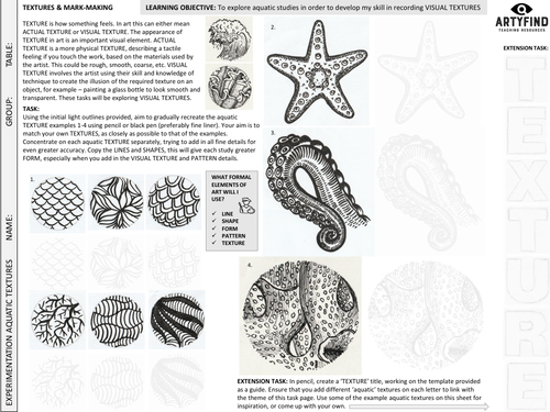 Aquatic Texture & Mark-making Drawings 2 | Teaching Resources