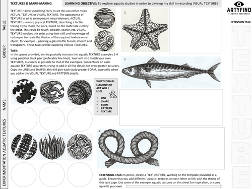 Aquatic Texture & Mark-making Drawings 3 | Teaching Resources